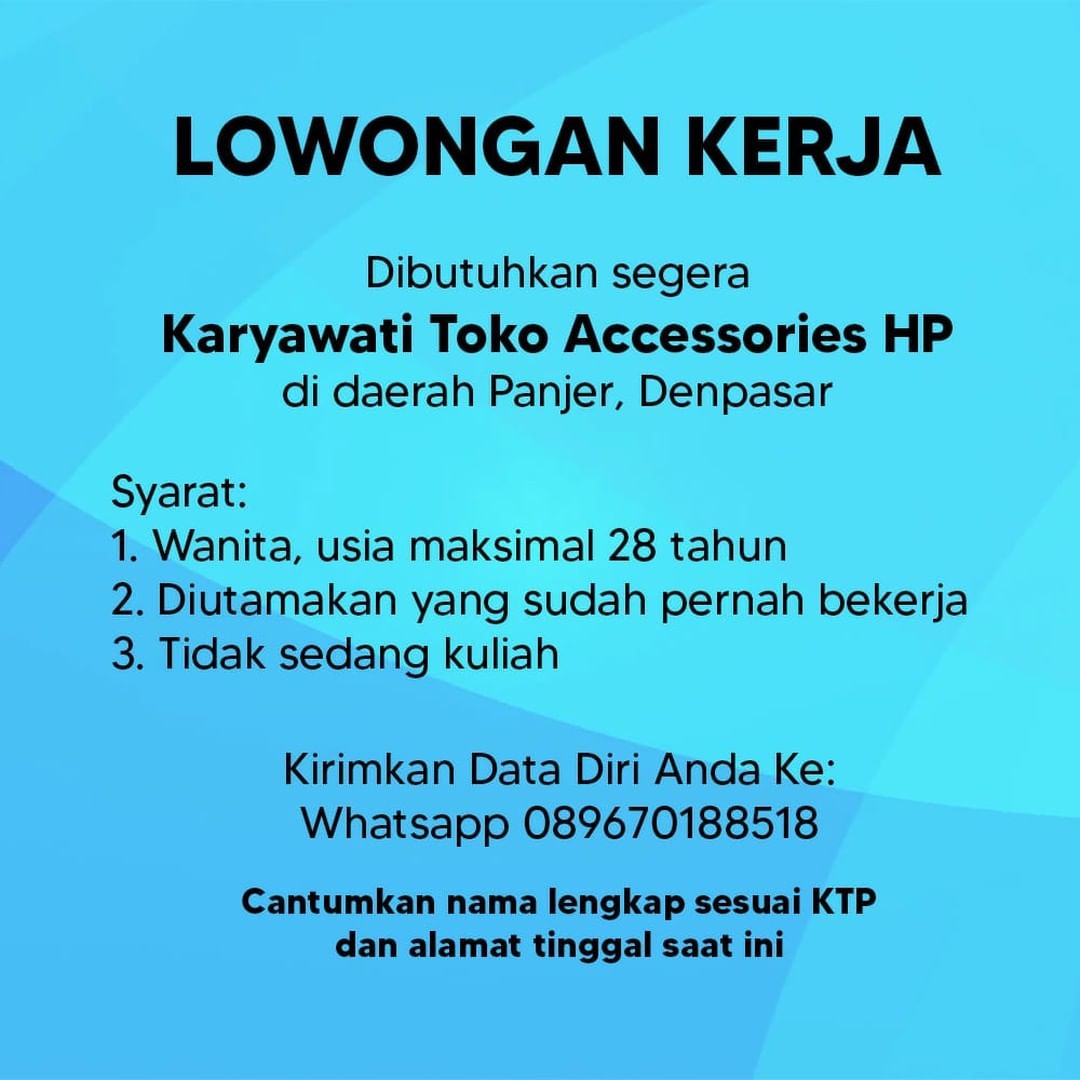 Lowongan Kerja sebagai Karyawati Toko Accessories HP penempatan di ...